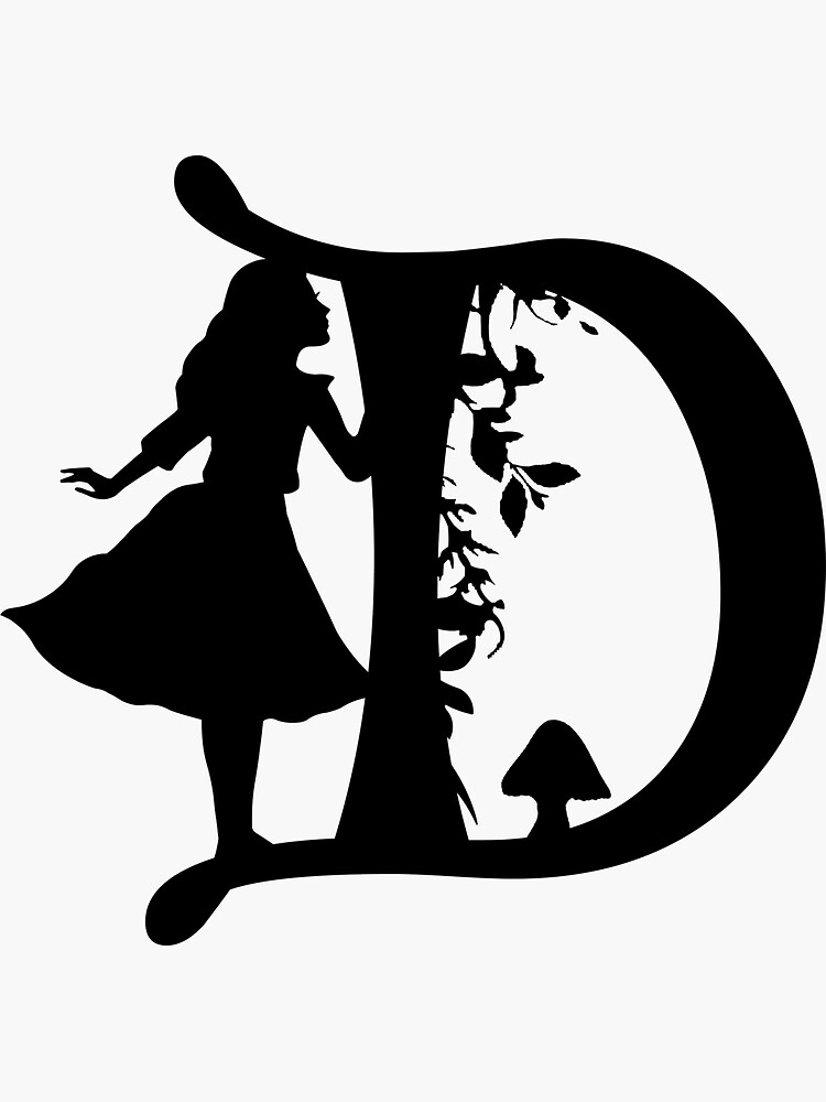 "Alice Monogram Papercut - D - Alice in Wonderland" Sticker for Sale by ...