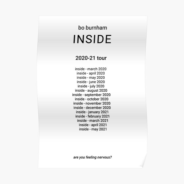 "Inside - Bo Burnham - fan tour merch" Poster by bethsdesign | Redbubble