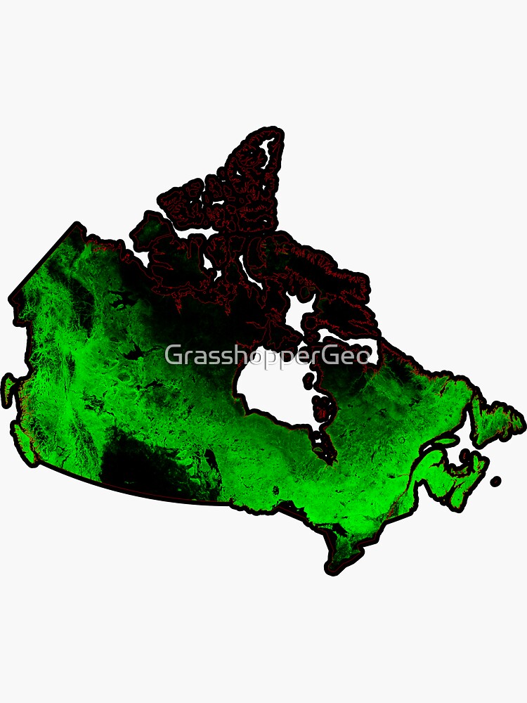 "Canada Forest Cover Map with Black Background" Sticker for Sale by ...