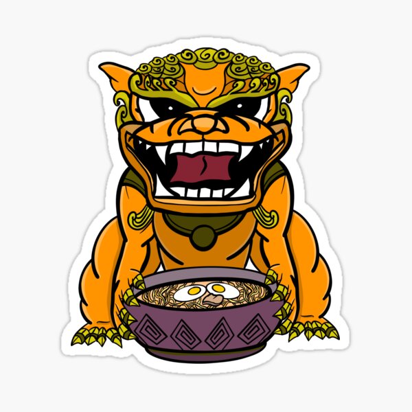 "Orange Ramen Foo Dog" Sticker for Sale by mkehini11 | Redbubble