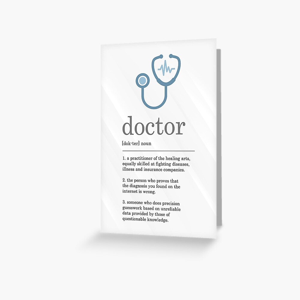 "Funny Doctor Definition PHD Doc Medical Career Sign" Greeting Card for ...