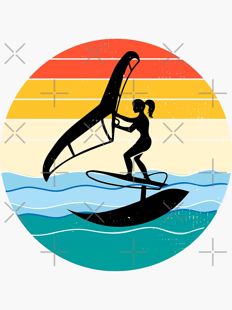 "Wing Foiling Surfing Vintage Retro Sunset" Sticker for Sale by ...