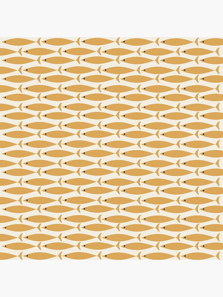 "Mid Century Modern Fish Stripe Pattern in Muted Mustard Gold and Cream ...