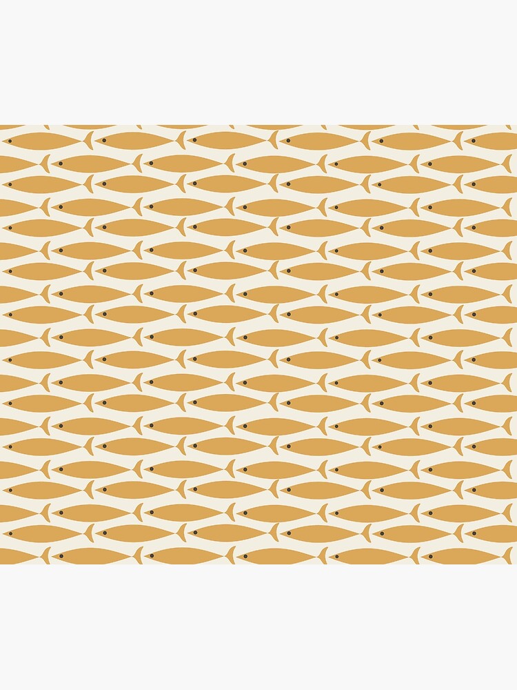 "Mid Century Modern Fish Stripe Pattern in Muted Mustard Gold and Cream ...