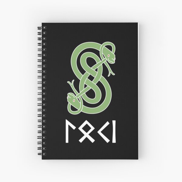 "Loki Name in Norse Runes & Snake Symbol" Spiral Notebook by ...