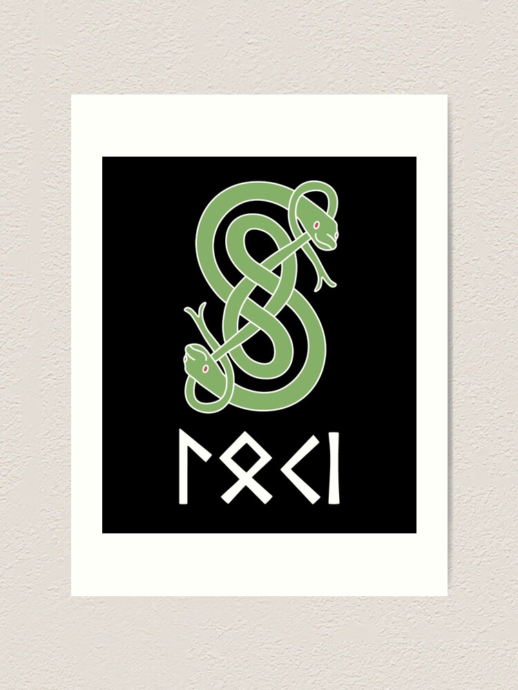 "Loki Name in Norse Runes & Snake Symbol" Art Print by sunburstrpg ...
