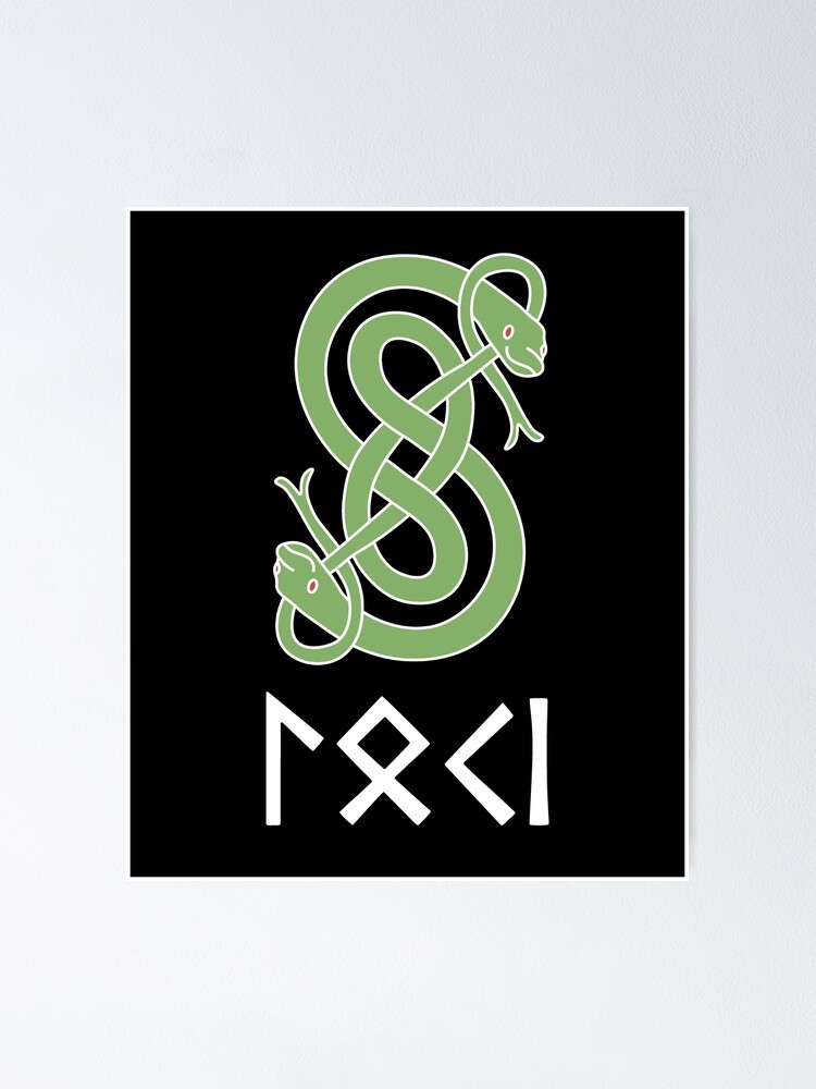 "Loki Name in Norse Runes & Snake Symbol" Poster by sunburstrpg | Redbubble