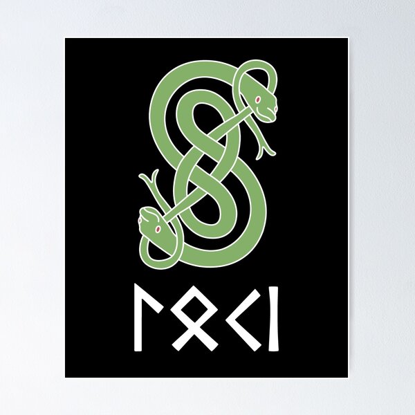 "Loki Name in Norse Runes & Snake Symbol" Poster for Sale by ...
