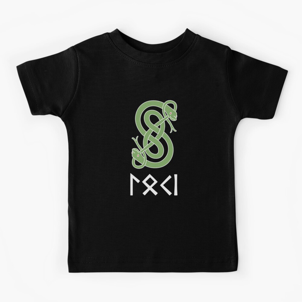 "Loki Name in Norse Runes & Snake Symbol" Kids T-Shirt by sunburstrpg ...