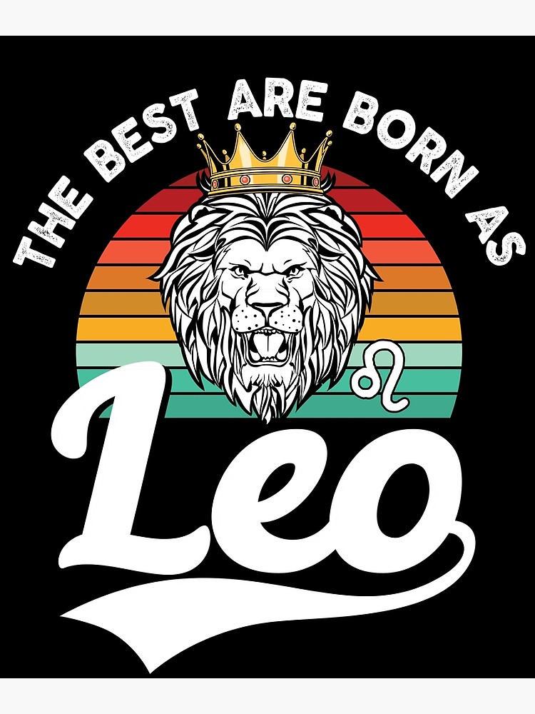 "Retro Lion graphic art July August Birthday design Leo Zodiac sign ...