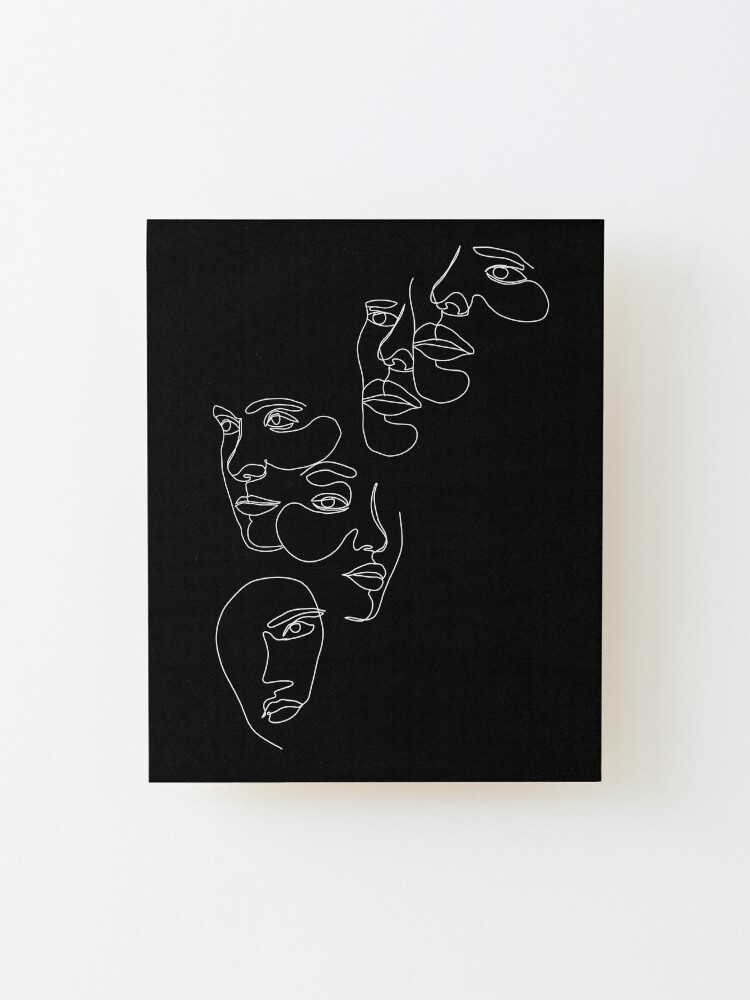 Lámina montada «Caras de arte de una línea. Dibujos de líneas continuas ...