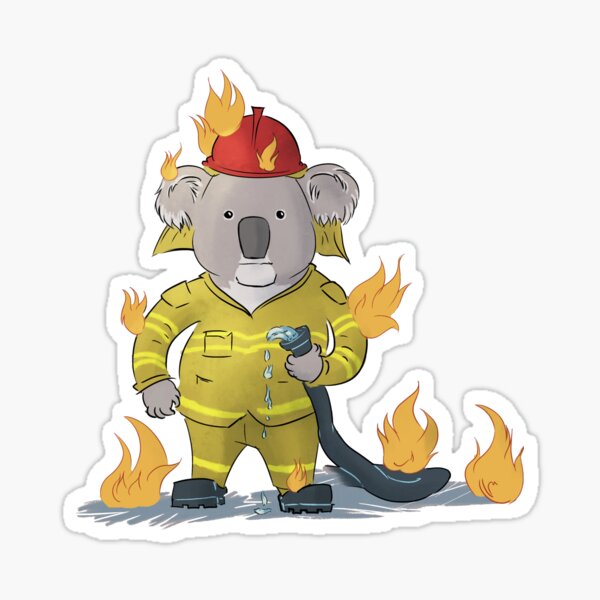 "Odd Koala - Firefighter" Sticker for Sale by patricioguerra | Redbubble