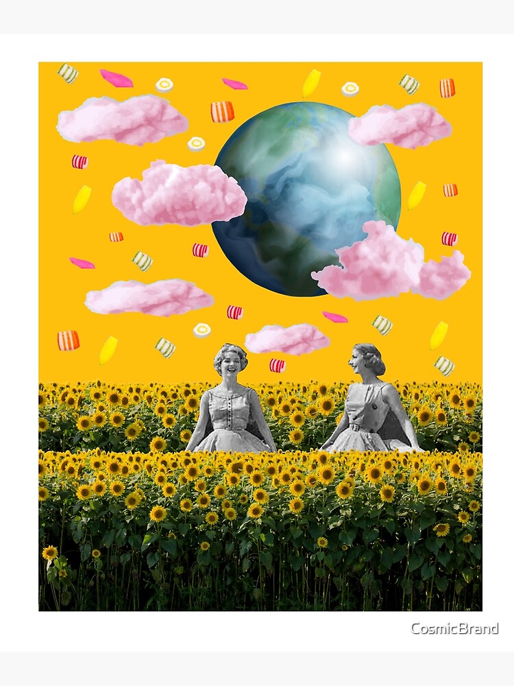 "Candy Land Illustration with Sunflower field, Candies, Planet and ...