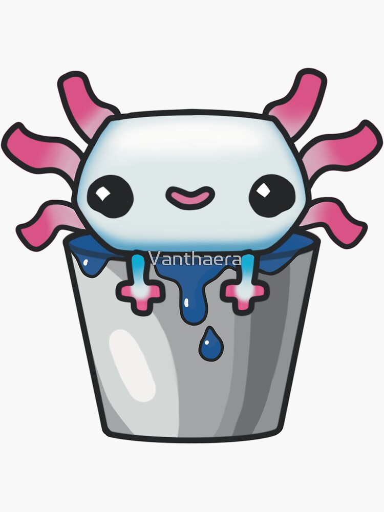 "Bucket of Axolotl white" Sticker for Sale by Vanthaera | Redbubble