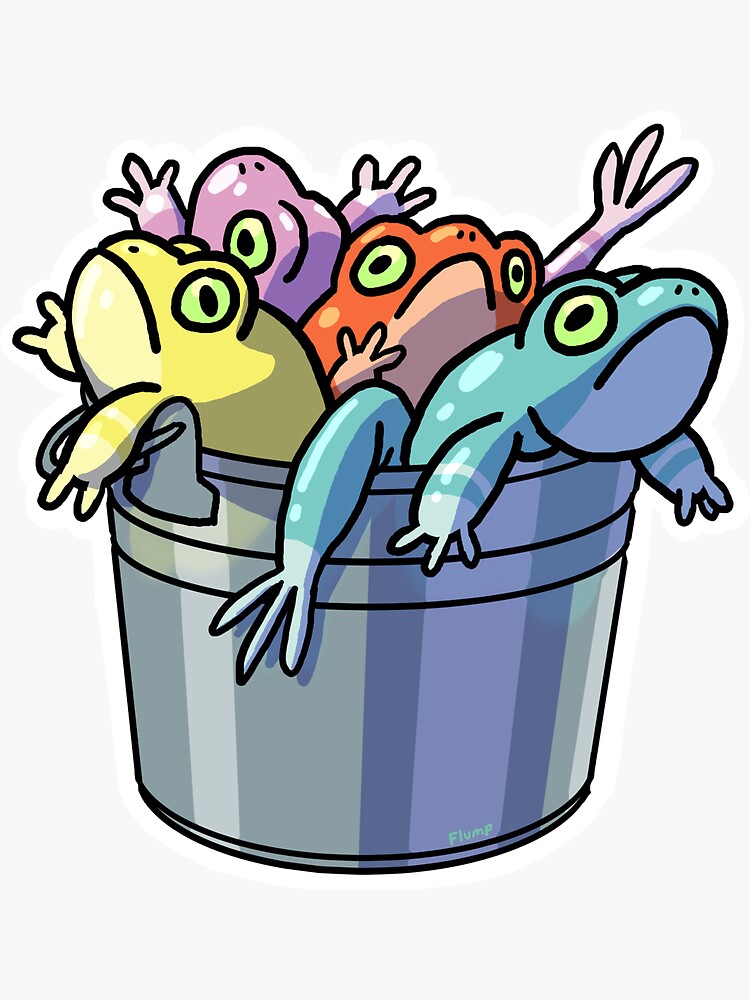 "Bucket o' Frogs" Sticker by Flumpy-Tripod | Redbubble