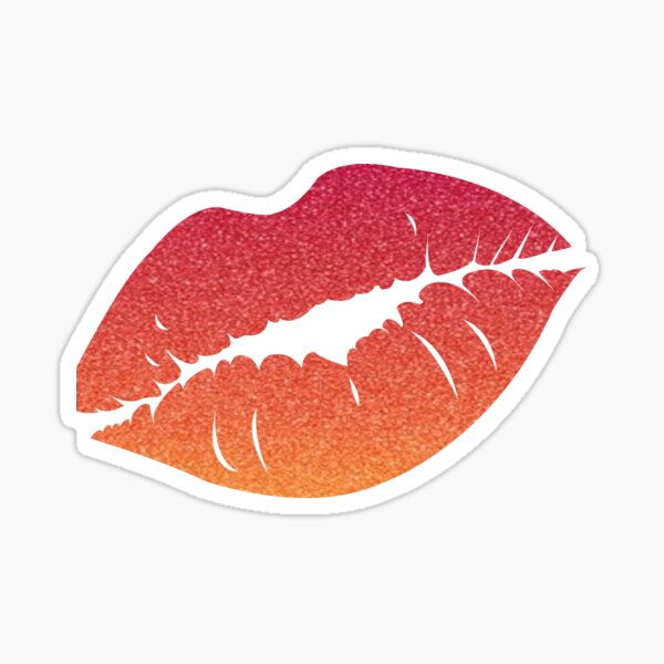 "Red Orange Ombre Faux Glitter Lips" Sticker for Sale by Felicity-K ...