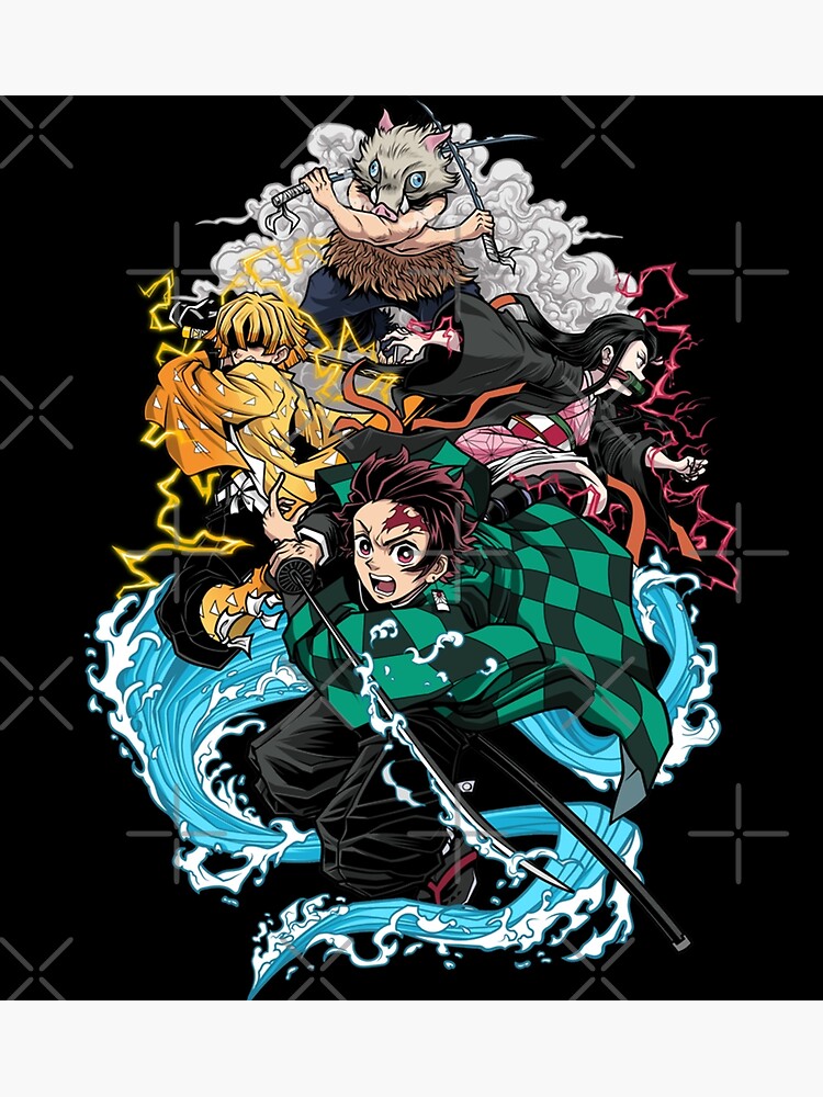 Póster «Tanjiro Zenitsu Inosuke Nezuko - Demon Slayer» de MarthaBetty2 ...