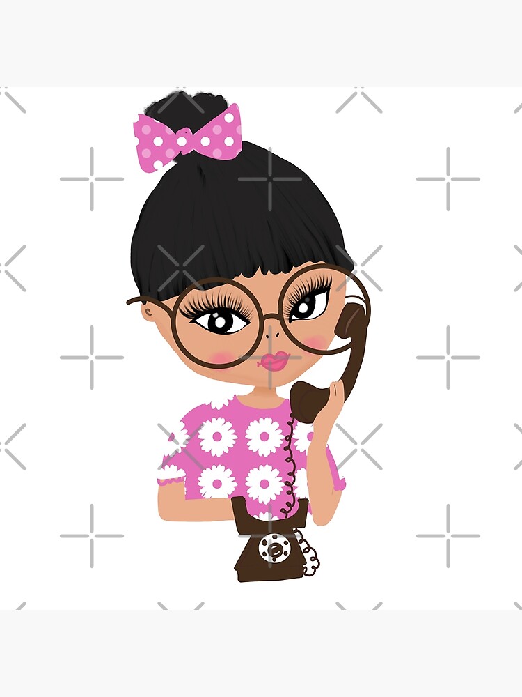 "Hi girly - girl talking on phone sticker" Poster for Sale by ...