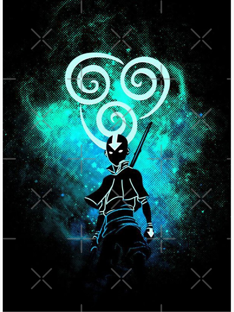 "Aang Black art avatar: the last anime airbender classic" Sticker for ...