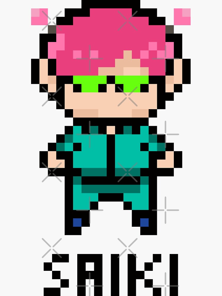 Pegatina «Saiki Kusuo Pixel Art» de AnnaYenardi | Redbubble