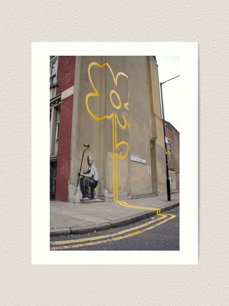 "Banksy Yellow Lines Flower Painter" Art Print by ManwithaCamera ...