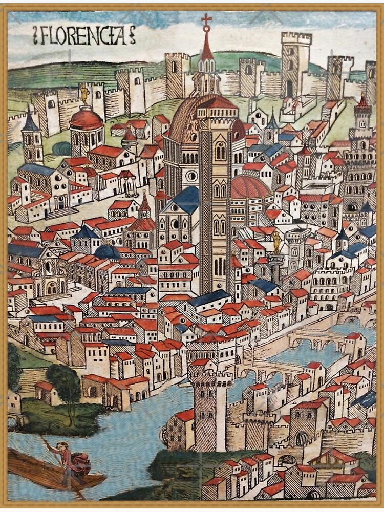 "Florencia Colore 1493 Antique 15th Century Map" Poster for Sale by ...