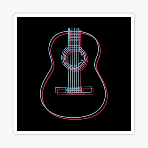 "3D Classical Acoustic Guitar Body Outline" Sticker by nightsworthy ...