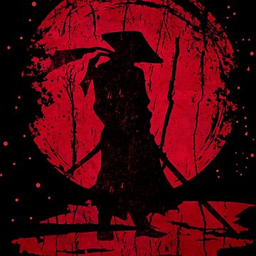 "Red Moon Samurai " Sticker for Sale by troneAneesa | Redbubble