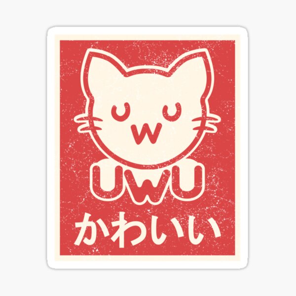 "Retro Vintage Japanese UwU Cat Poster - Cute" Sticker for Sale by ...