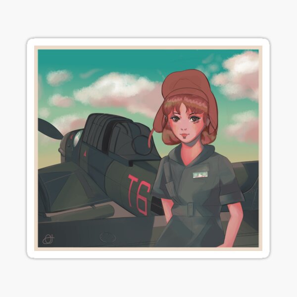 "Bomber aircraft girl" Sticker for Sale by Sukatra | Redbubble