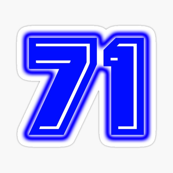 "Blue Number 71" Sticker for Sale by sport-blue | Redbubble