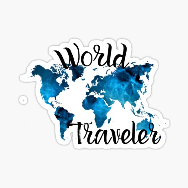 "World Traveler Blue" Sticker by link2sue | Redbubble