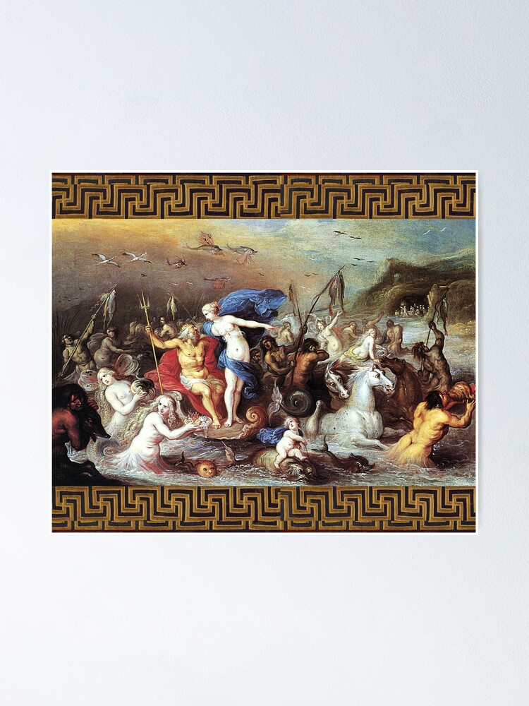 "NEPTUNE AND AMPHITRITE AMONG SEA HORSES AND TRITONS" Poster by ...