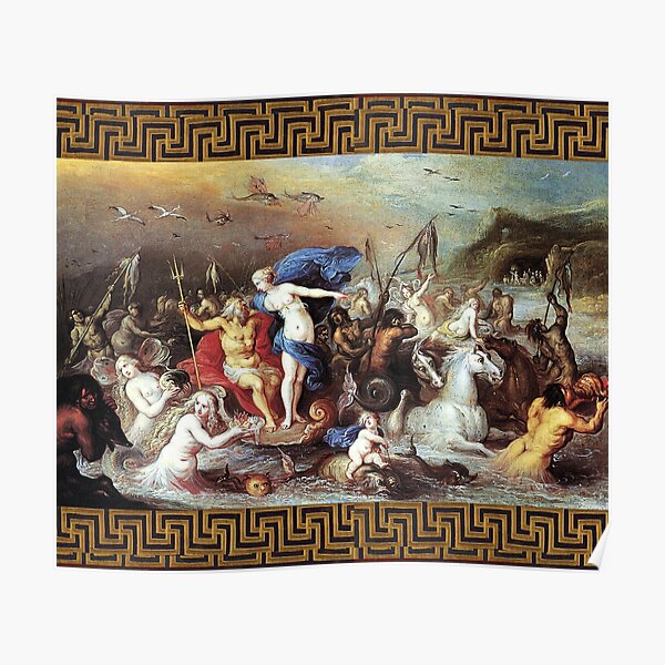 "NEPTUNE AND AMPHITRITE AMONG SEA HORSES AND TRITONS" Poster by ...