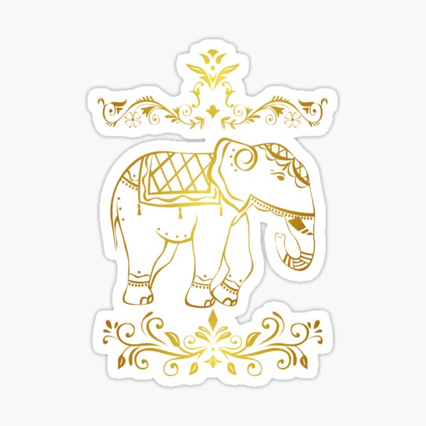 "A Gold Elephant Design " Sticker by ArtfulHideaway | Redbubble