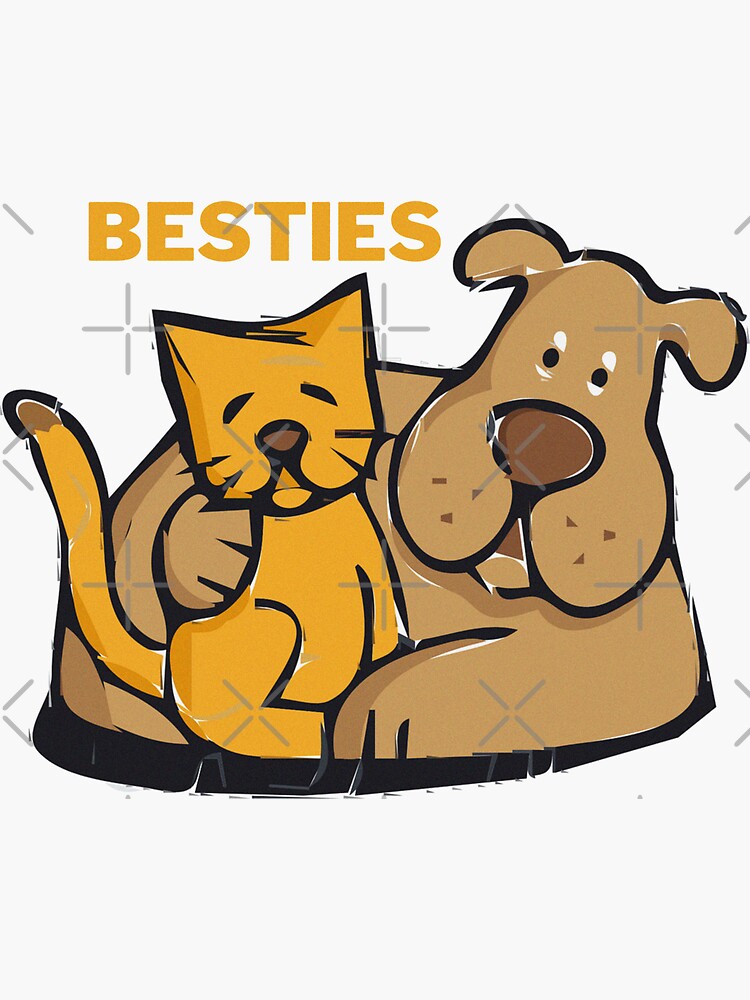"Besties cat and dog" Sticker for Sale by CUTIMALSYT | Redbubble