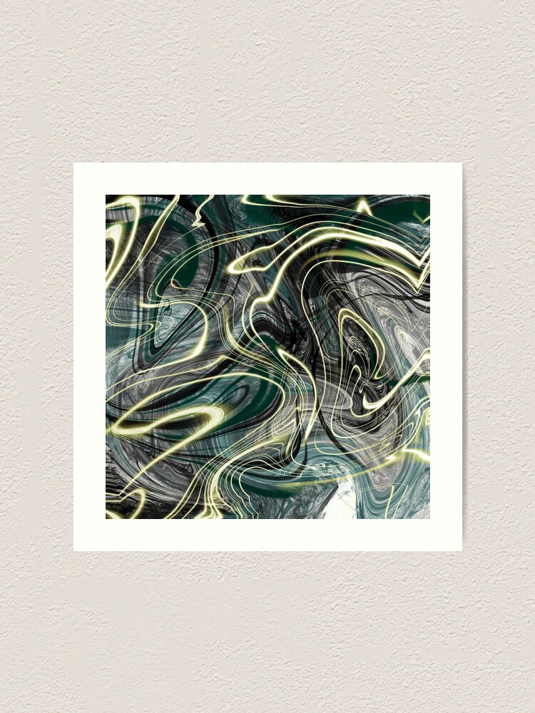 "Abstract art, green black and gold, liquid art, vibrant,magical,flowy ...