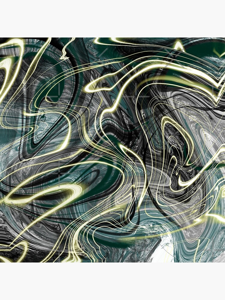 "Abstract art, green black and gold, liquid art, vibrant,magical,flowy ...