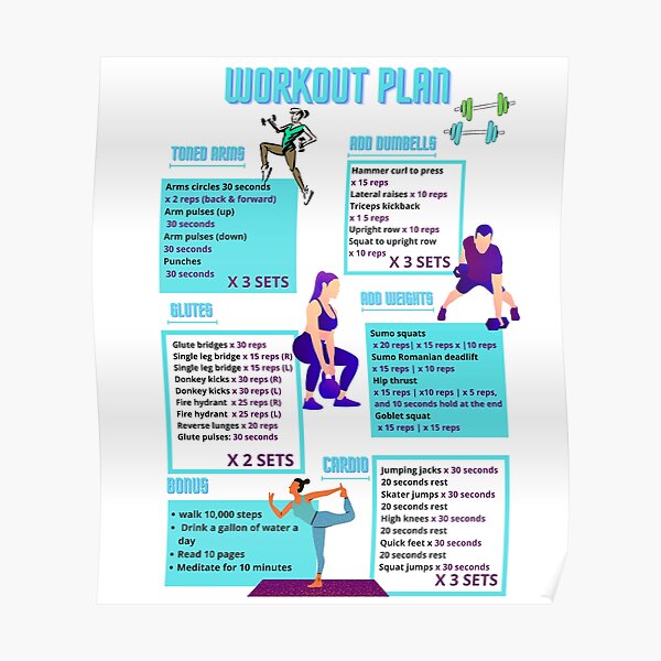 "Workout Plan | Weight loss and Fitness | Fitness Poster | Workout ...