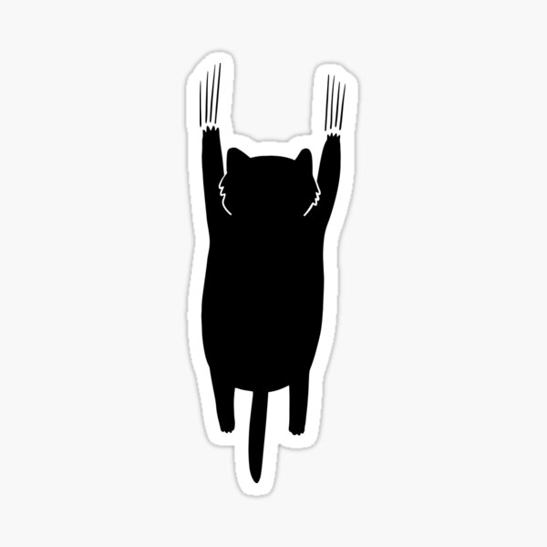 "Cute Black Cat Scratching - Funny" Sticker for Sale by Scubedesign ...