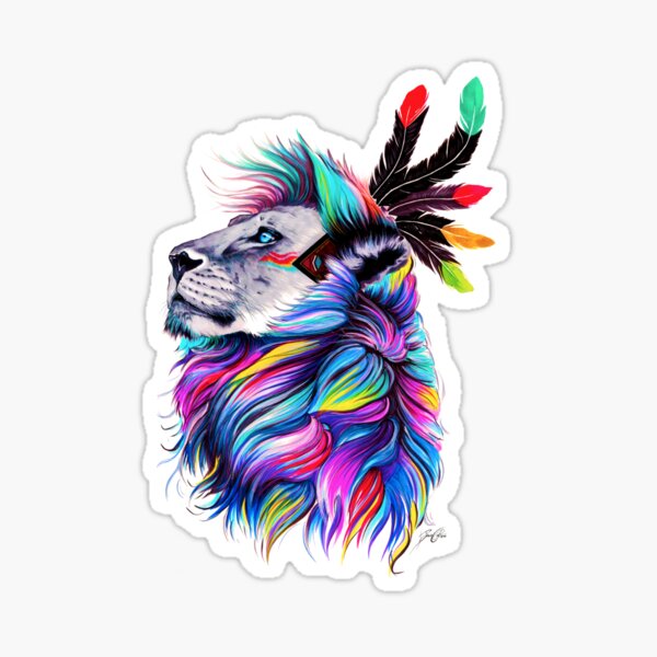 "Lion of colors" Sticker for Sale by KAWAI10 | Redbubble