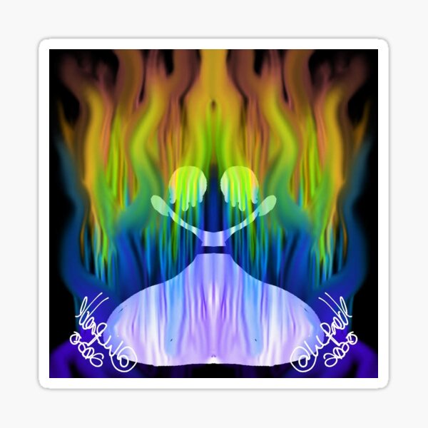 "Rainbow Fire" Sticker by Lilpadde | Redbubble