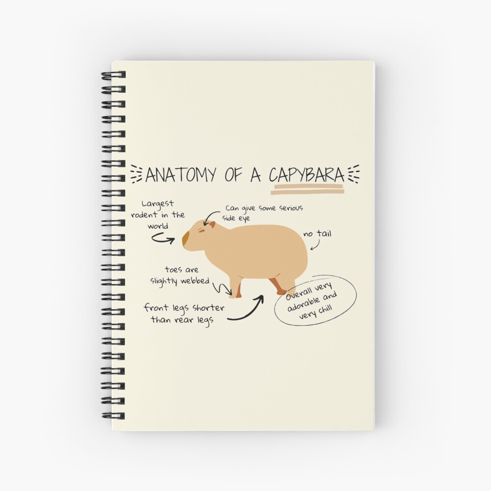 "Anatomy of a capybara" Spiral Notebook for Sale by sunnySaraV | Redbubble