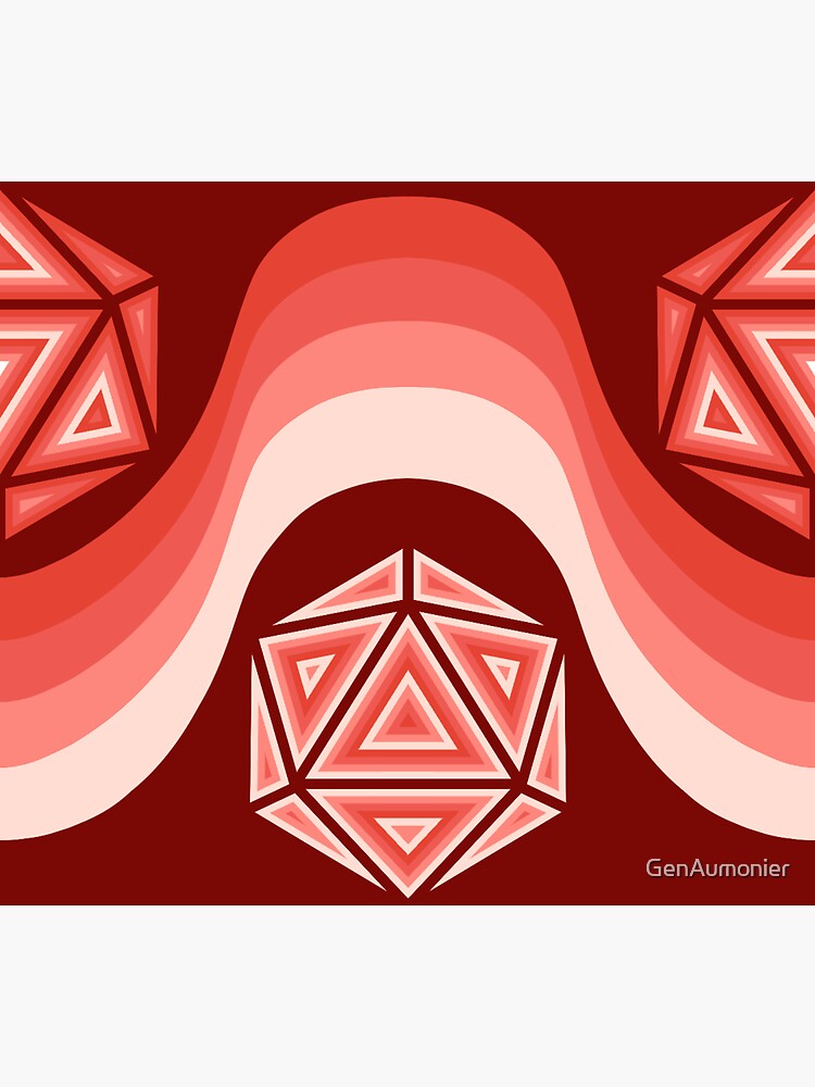 "Retro Inspired D20 Dice and Color Wave Seamless Pattern - Red" Sticker ...