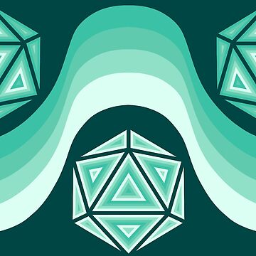 "Retro Inspired D20 Dice and Color Wave Seamless Pattern - Aqua Blue ...