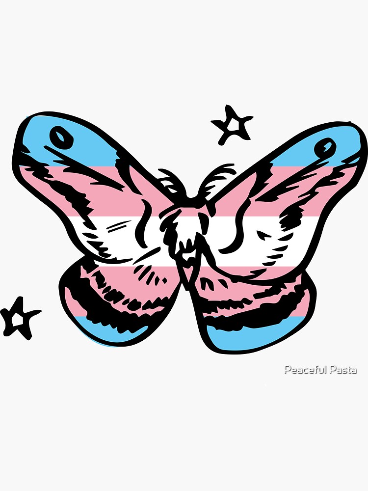 "trans flag polyphemus moth!" Sticker for Sale by WhaleDoodles | Redbubble