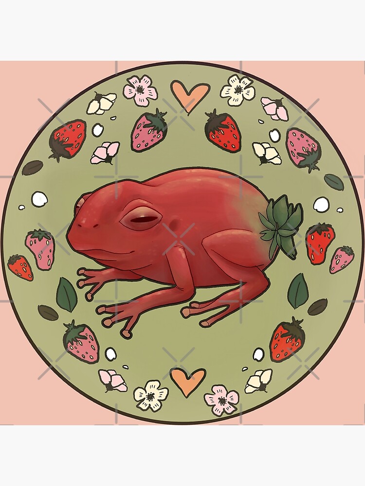 Strawberry Frog Logo Cute Pink Strawberry Frog Doodle" Poster For Sale
