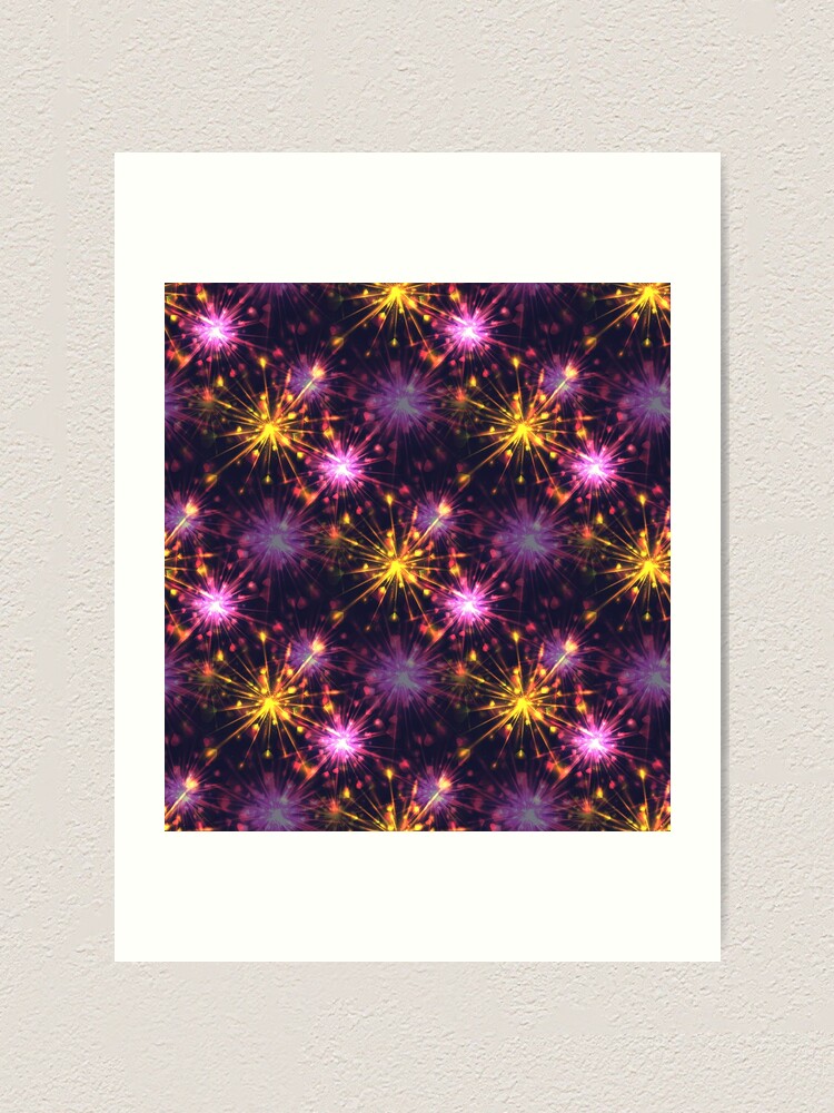 "Seamless texture with festive fireworks of hearts" Art Print for Sale ...
