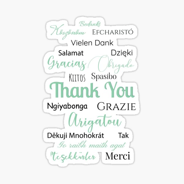 "Thank You Around the World" Sticker for Sale by Molnarisa | Redbubble