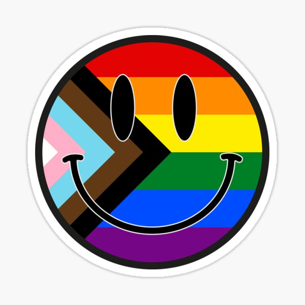 "Progress Pride Smiley Face Smile" Sticker for Sale by kineticstomp ...